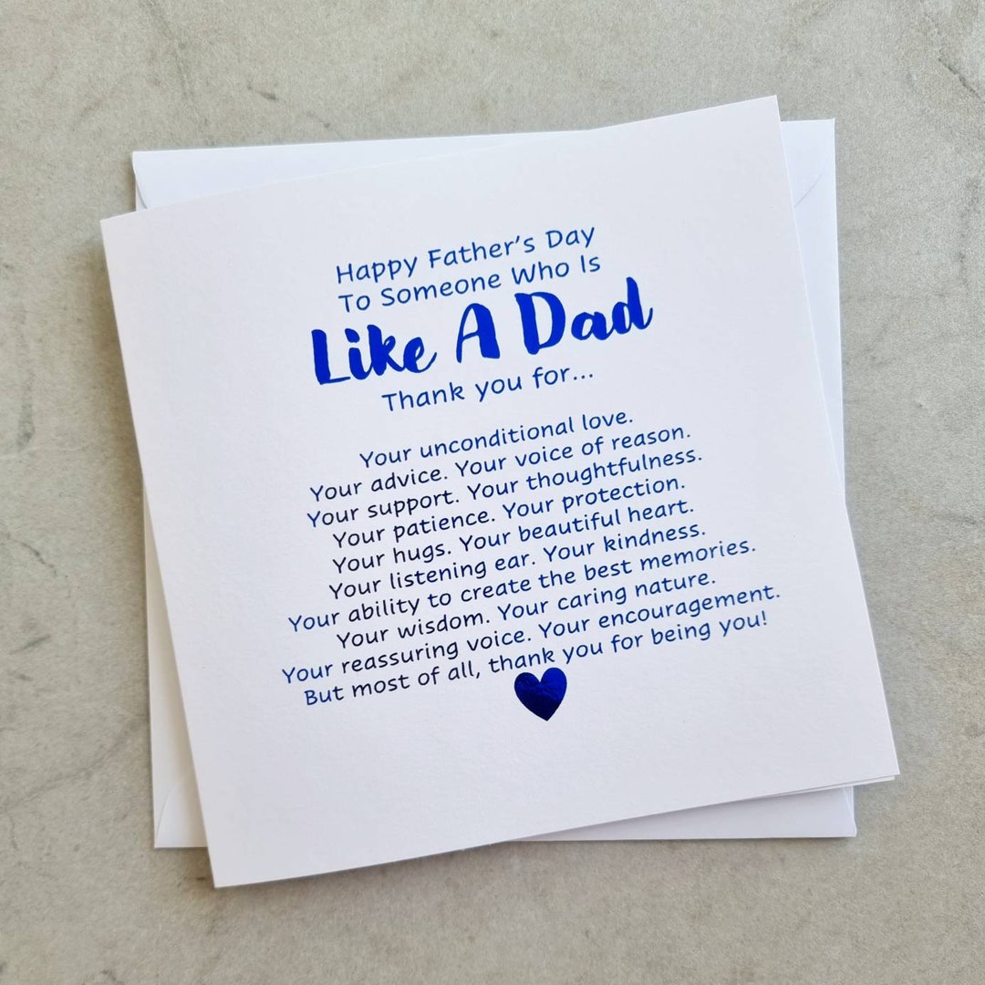 Father’s Day Card - Like A Dad to Me Card - Card for Stepdad - Like A ...