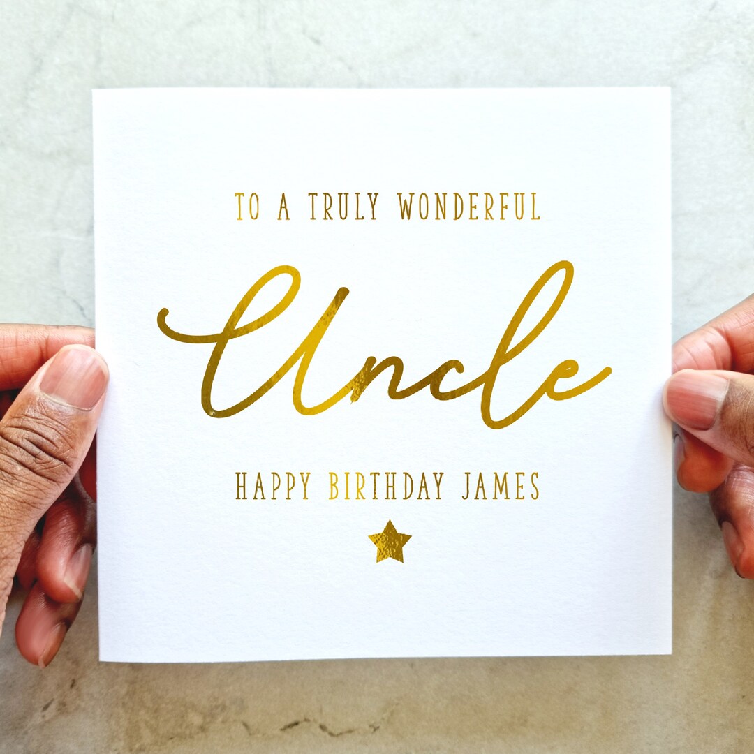 Simple Personalised Uncle Birthday Card - Custom Birthday Card for ...