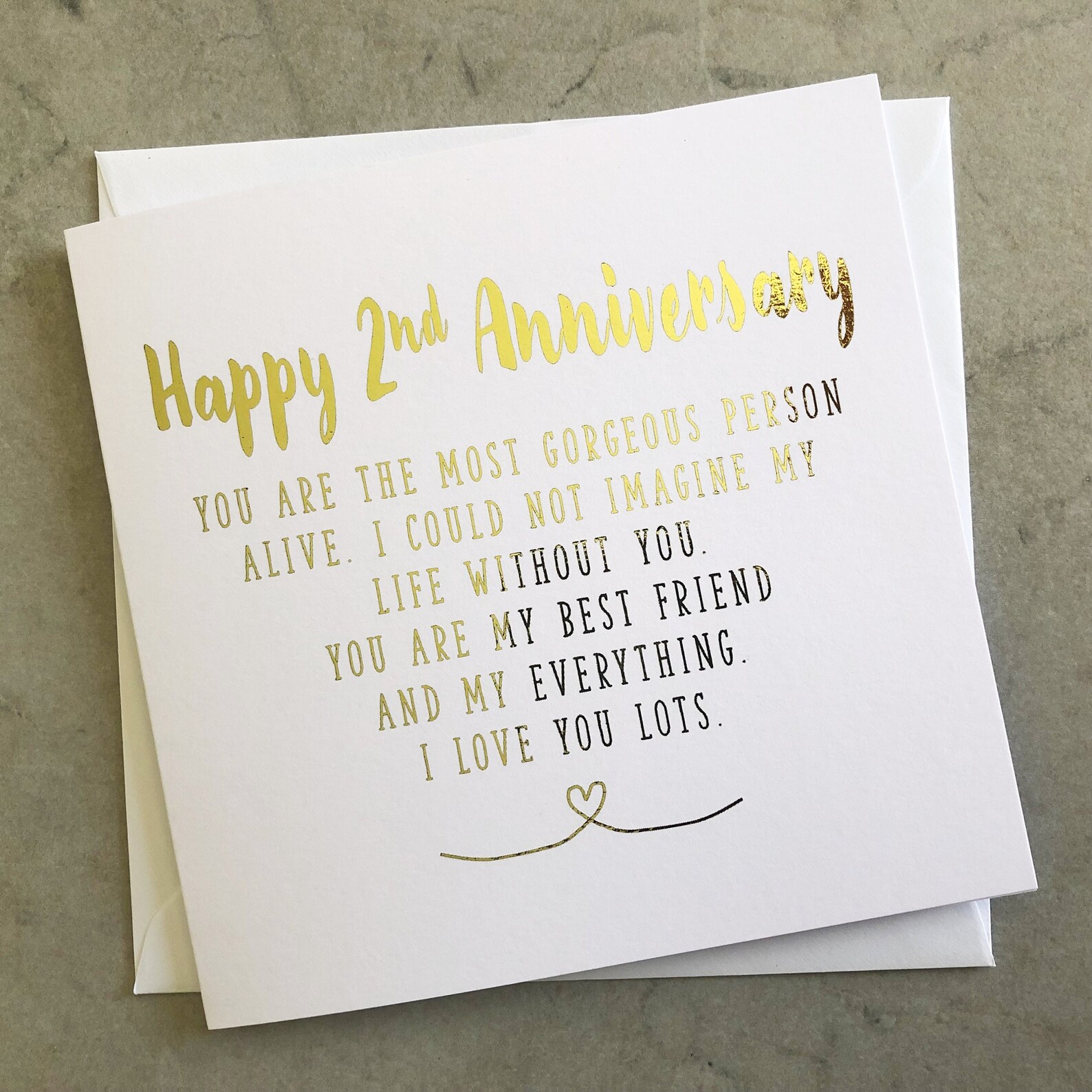 Two Year Anniversary Card 2nd Year Wedding Anniversary Card | Etsy