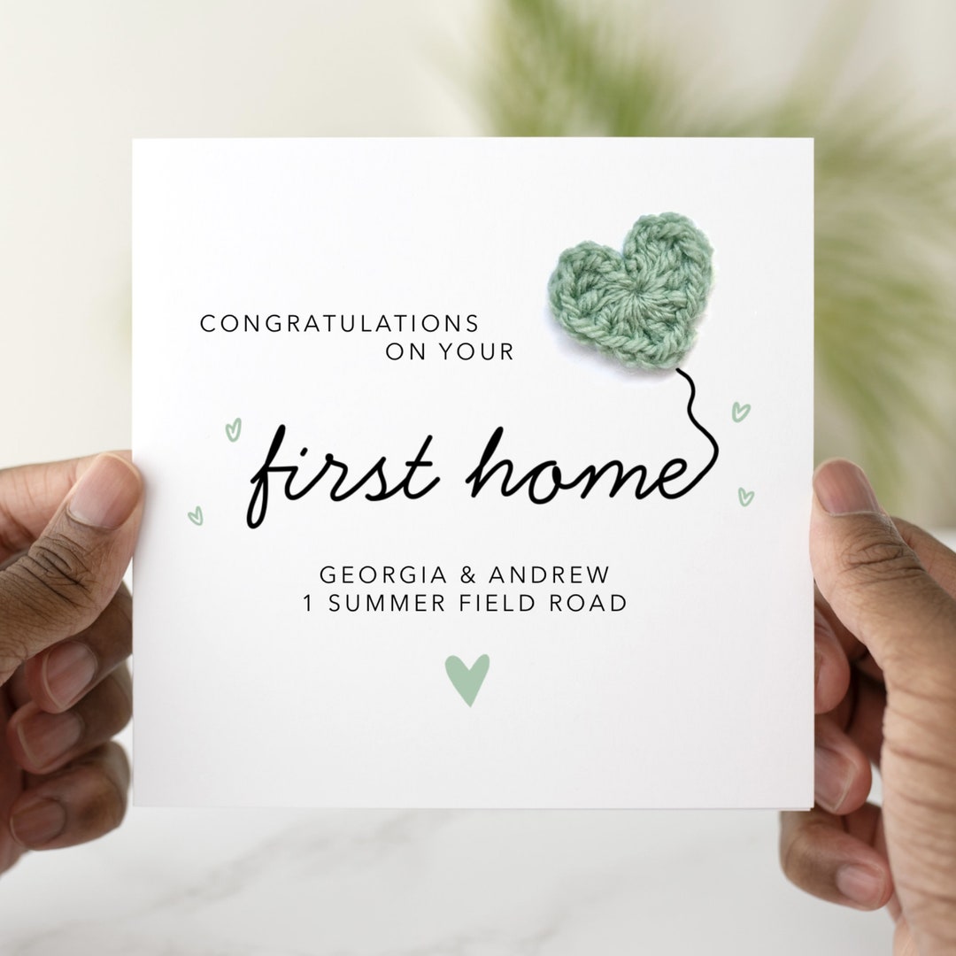 Personalised First Home Card - Handmade Crochet Card - Congratulations ...