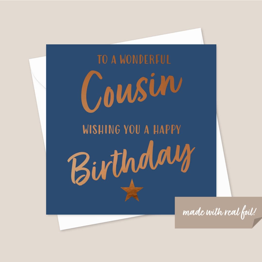 Cousin Birthday Bronze Foil Card - Cousin Card - Card for Cousin ...