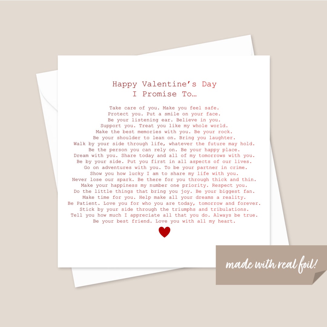 Poem Valentines Card - Romantic Valentine's Card for Partner ...