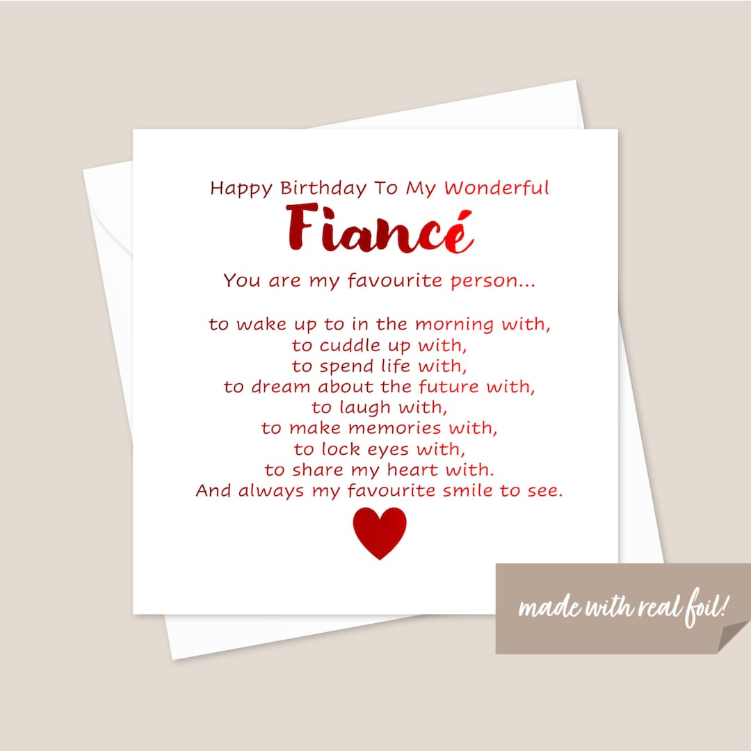 Personalised Fiancé Birthday Card - Birthday Poem Card for Fiancé ...