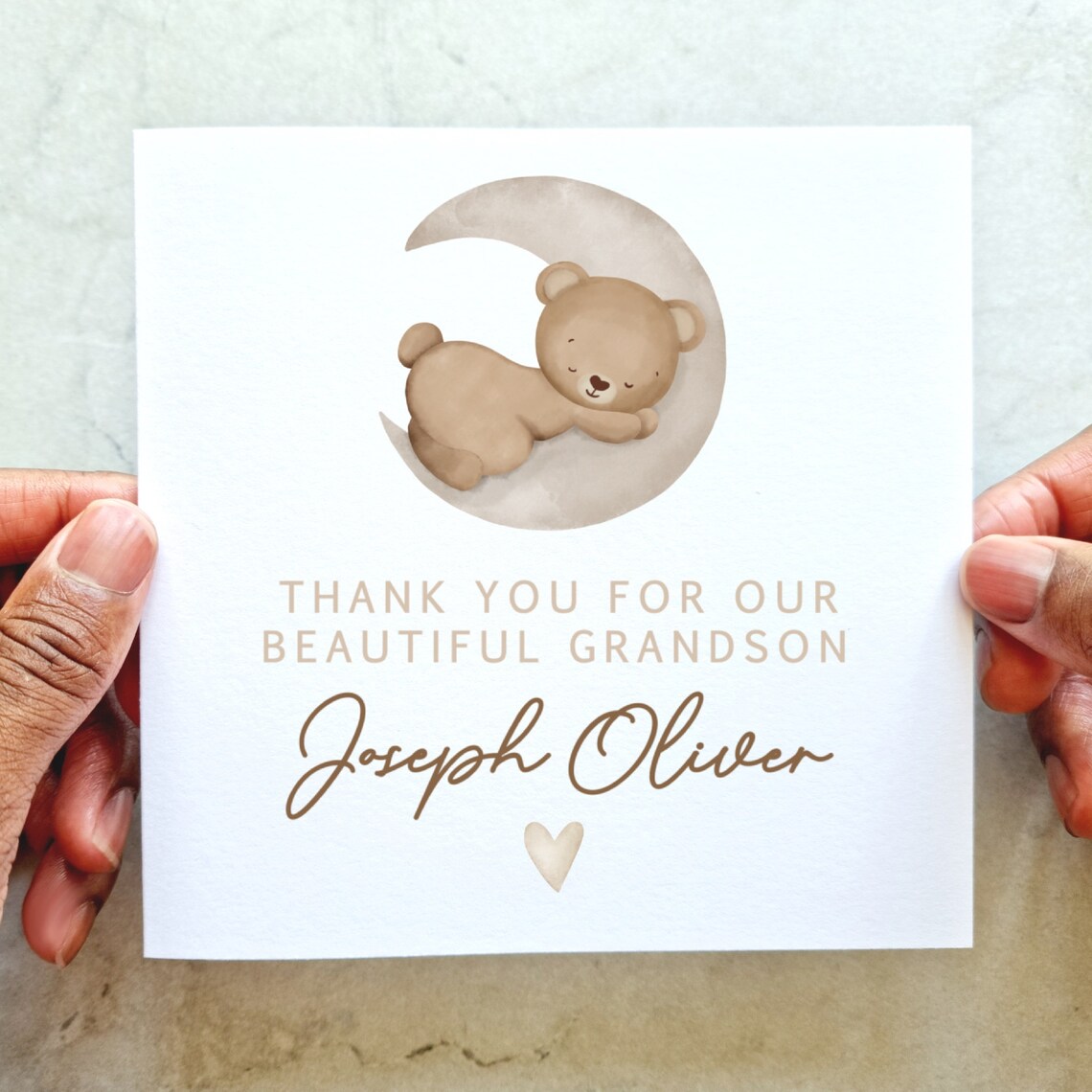 Personalised Thank You for New Grandson Printed Card - Baby Grandson ...