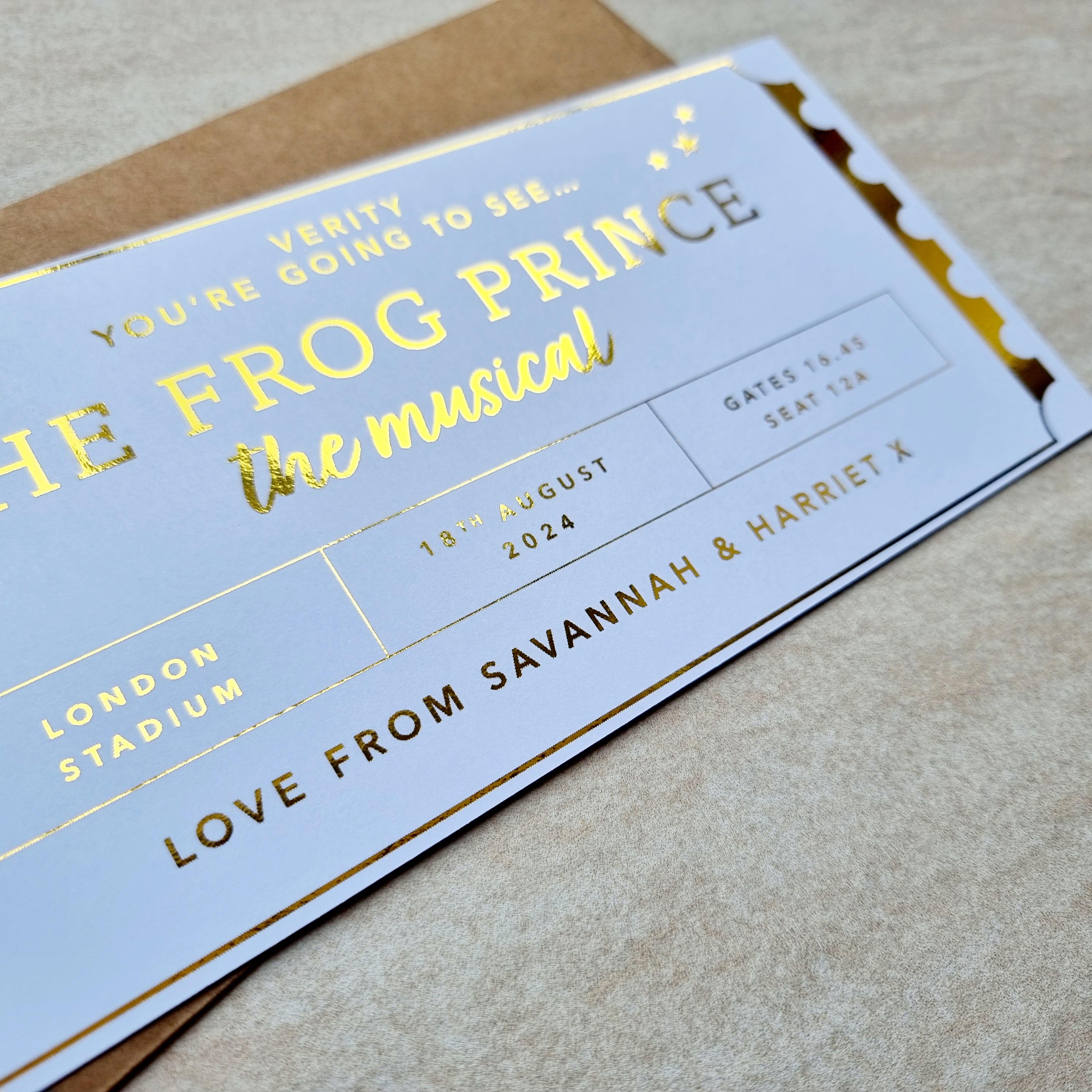 Personalised Gift Voucher Ticket - Gold Foil Ticket - Christmas Voucher ...