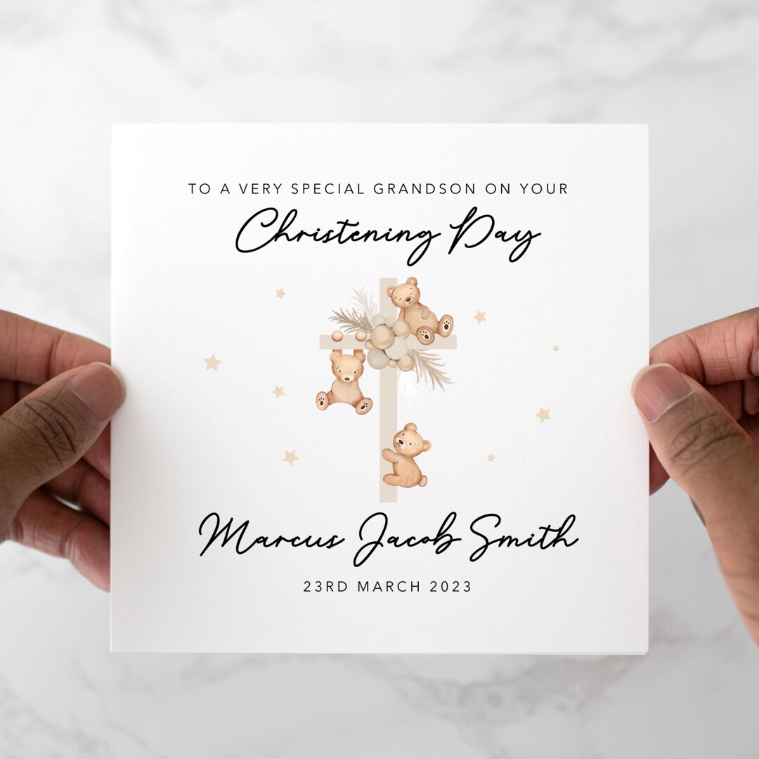 Personalised Grandson Christening Card - Christening Card for Grandson ...