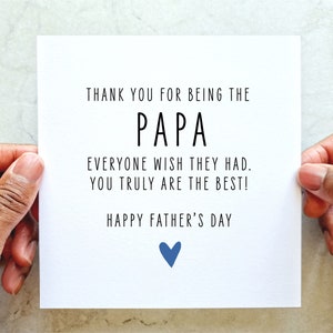 Papa Fathers Day Card - Father’s Day Card for Papa - Appreciation Card ...