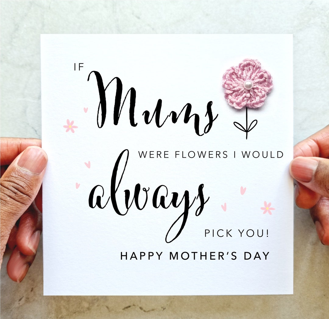 Flower Poem Mothers Day Card - Handmade Crochet Flower - Poem Mother’s ...