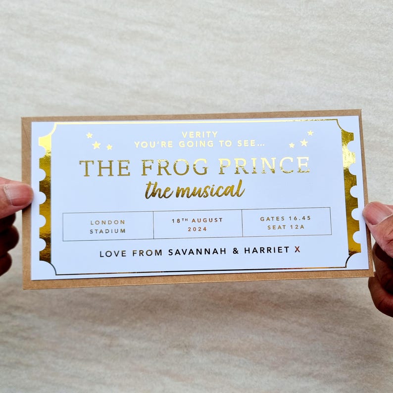 Personalised Gift Voucher Ticket - Gold Foil Ticket - Christmas Voucher ...