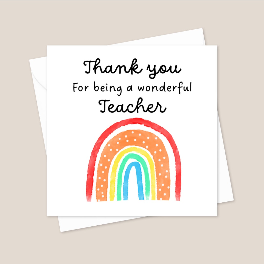 Rainbow Teacher Thank You Card Teacher Thank You Card - Etsy
