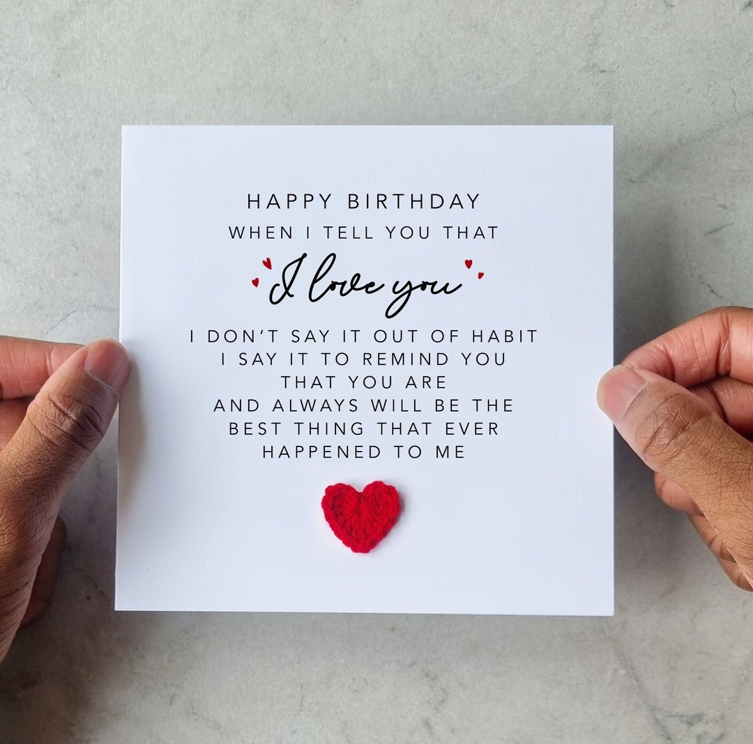 Romantic Partner Birthday Card - Handmade Crochetheart - Birthday Card ...