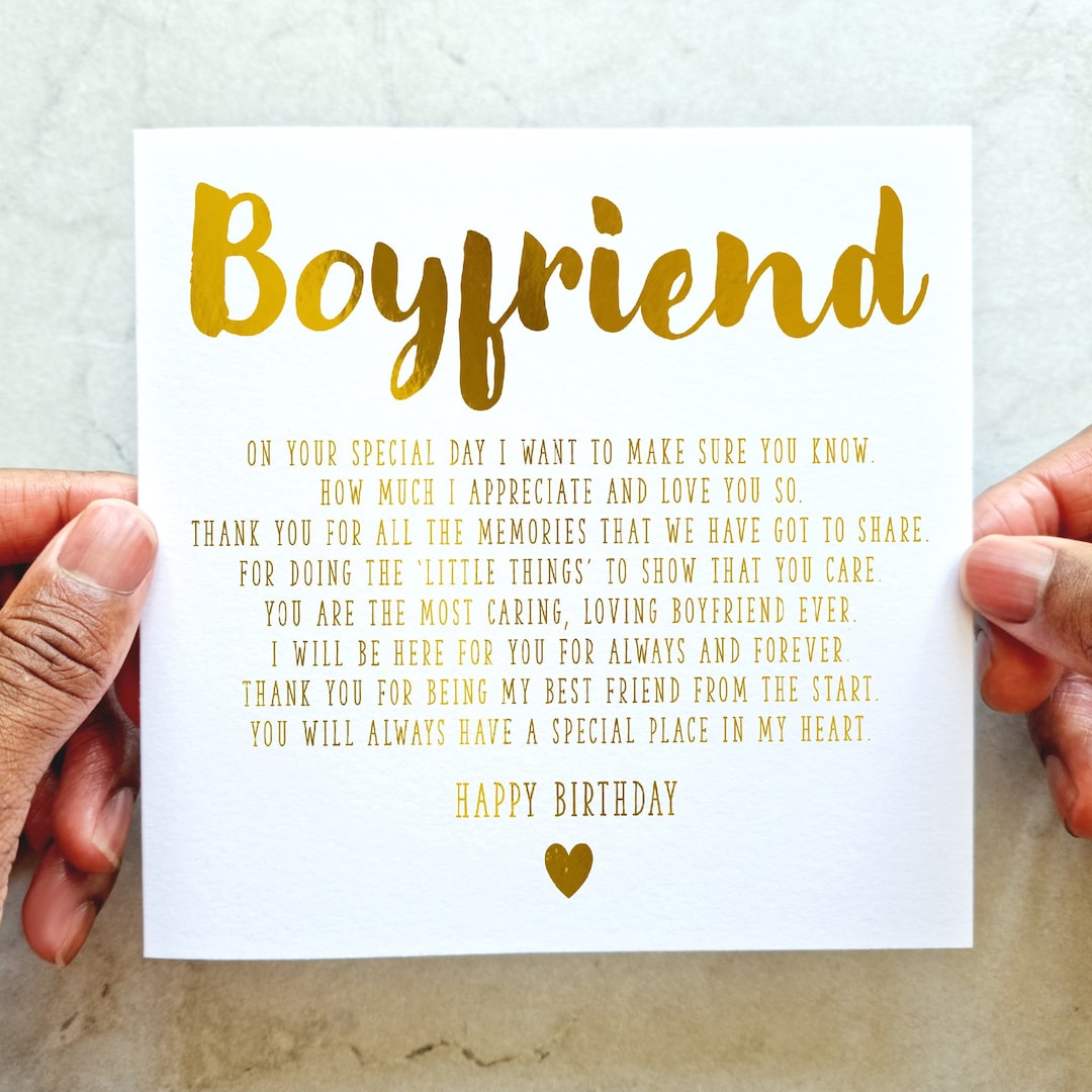 Poem Boyfriend Birthday Card - Birthday Card for Boyfriend - Birthday ...