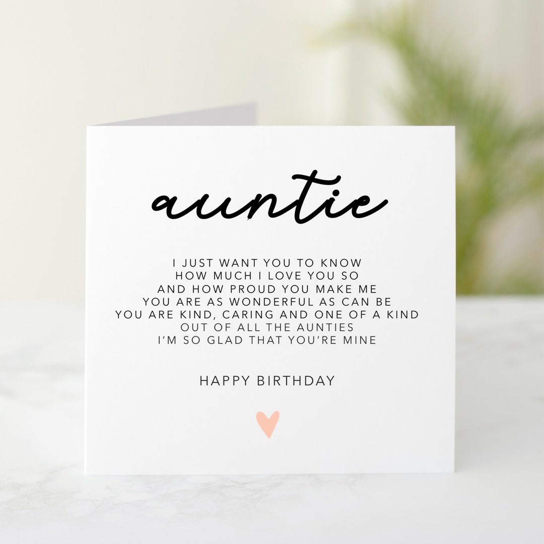 Birthday Card for Auntie - Auntie Birthday Card - Meaningful Verse Card ...