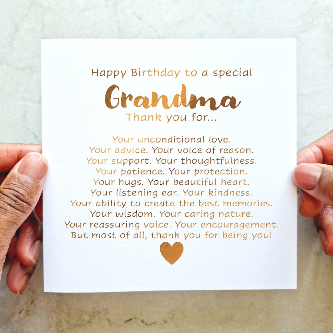 Grateful Grandma Birthday Card - Grandma Card - Card for Grandma - Card ...