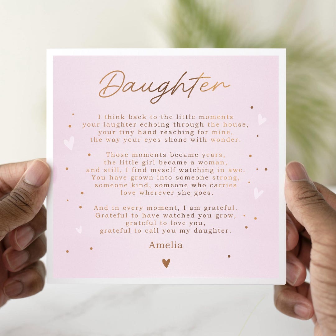 Verse Daughter Birthday Card, Personalised Card, Birthday Card for ...
