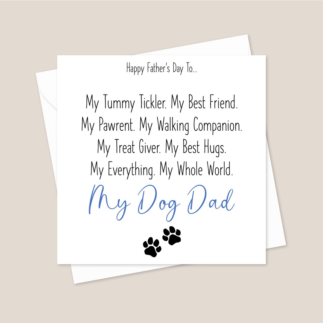 My Dog Dad Fathers Day Poem Card Fathers Day Card From the Dog Fathers ...
