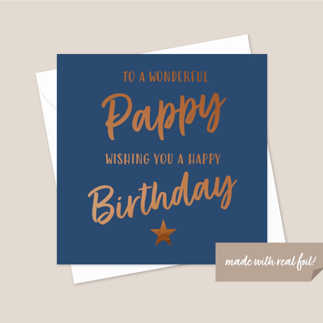Pappy Birthday Bronze Foil Card - Pappy Card - Card for Pappy - Card ...