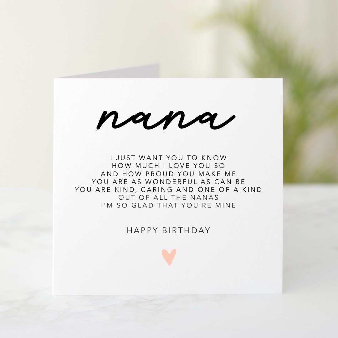 Poem Nana Birthday Card - Birthday Card for Nana - Meaningful Verse ...