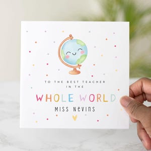 Personalised Best Teacher Card - Thank You Card, End of School Card ...