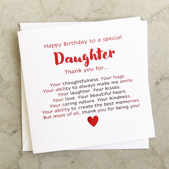 Thank You for Daughter Birthday Card Birthday Card for | Etsy