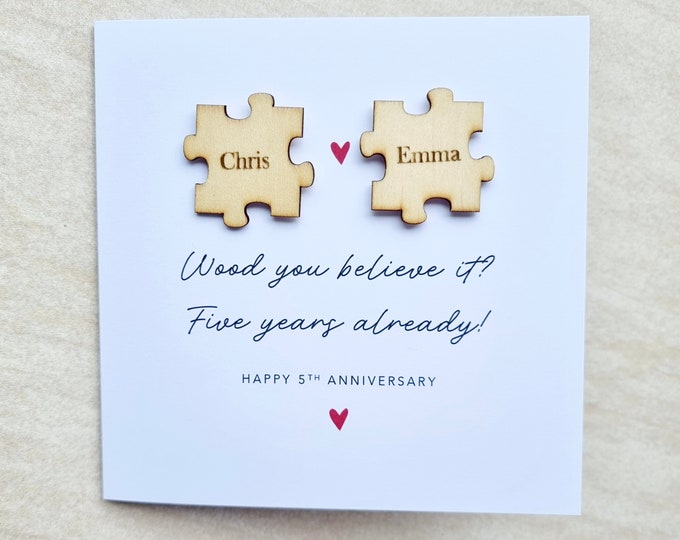 CHERRY Wood Anniversary Card, Wooden Anniversary Card, 5th Anniversary ...