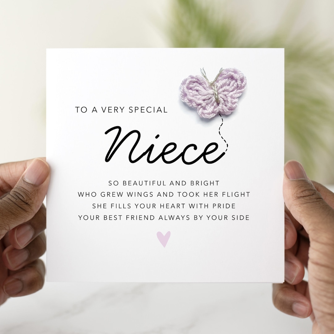 Butterfly Poem Niece Birthday Card - Handmade Crochet Butterfly - Niece ...