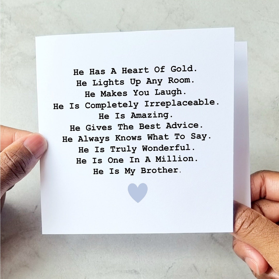 Brother Poem Birthday Card - Birthday Card for Brother - Special ...