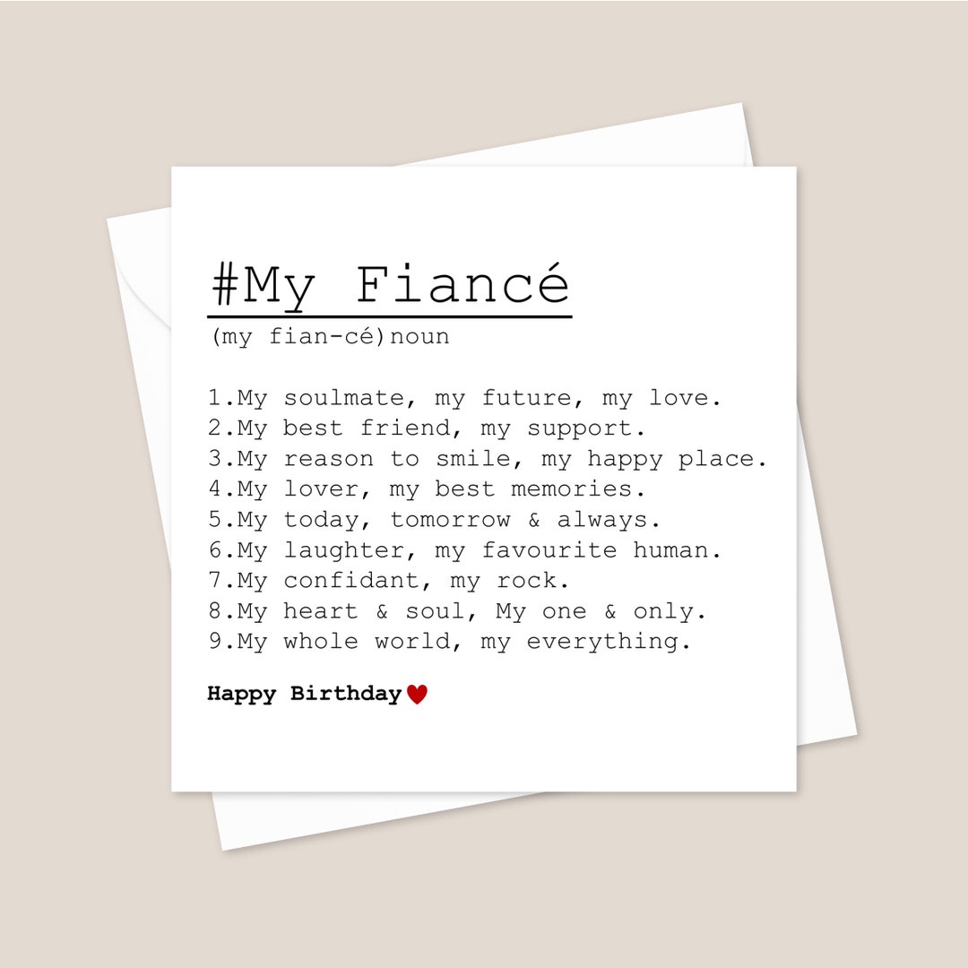 Fiance Definition Birthday Card Romantic Card for Fiancé - Etsy