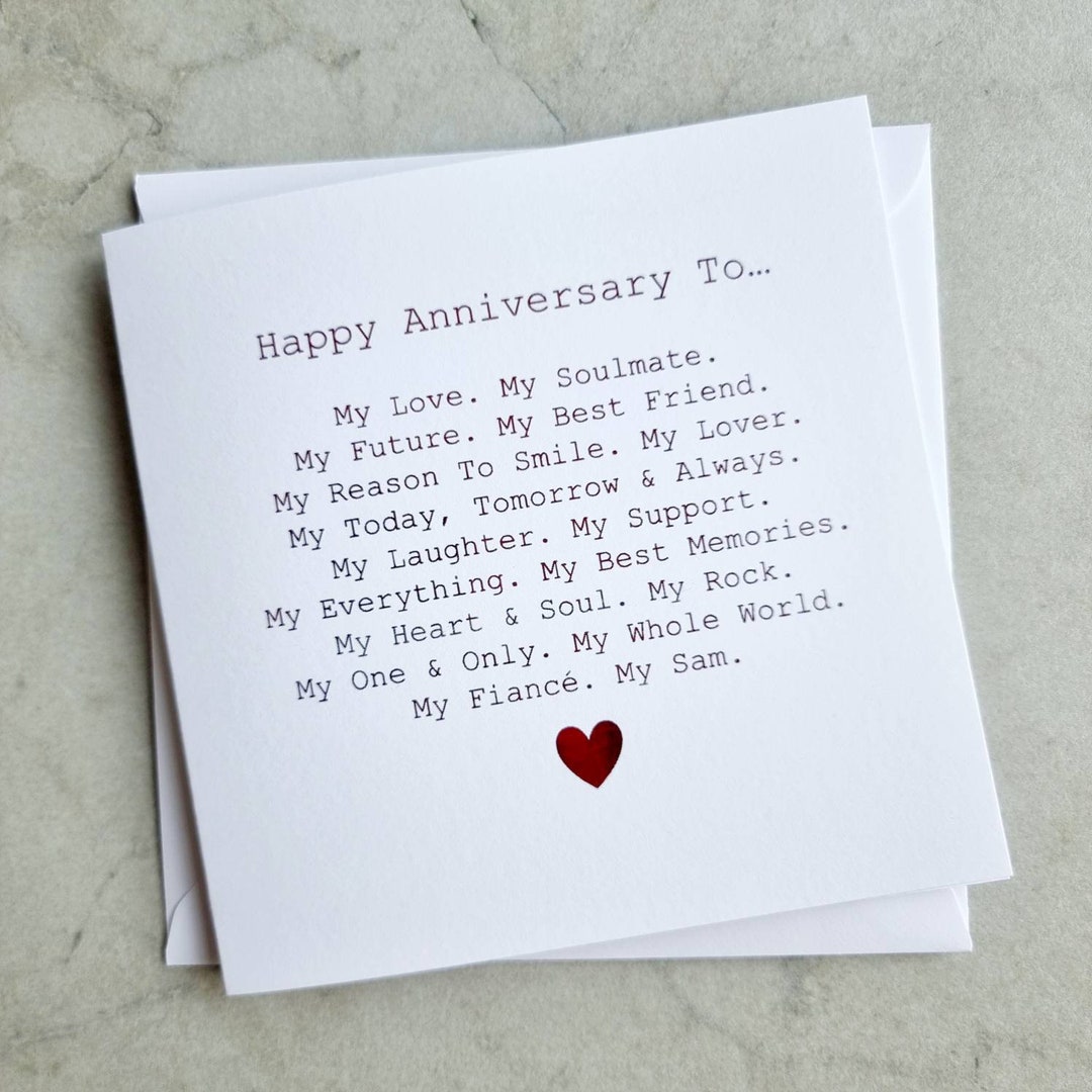 Fiancé Romantic Poem Anniversary Card Romantic Anniversary - Etsy