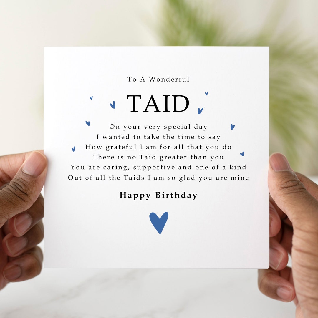 Poem Taid Birthday Card - Birthday Card for Taid - Appropriation Card ...