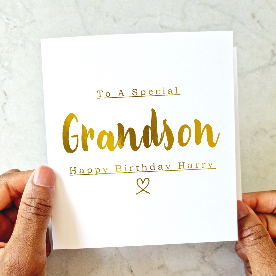 Personalised Grandson Birthday Card - Custom Birthday Card for Grandson ...