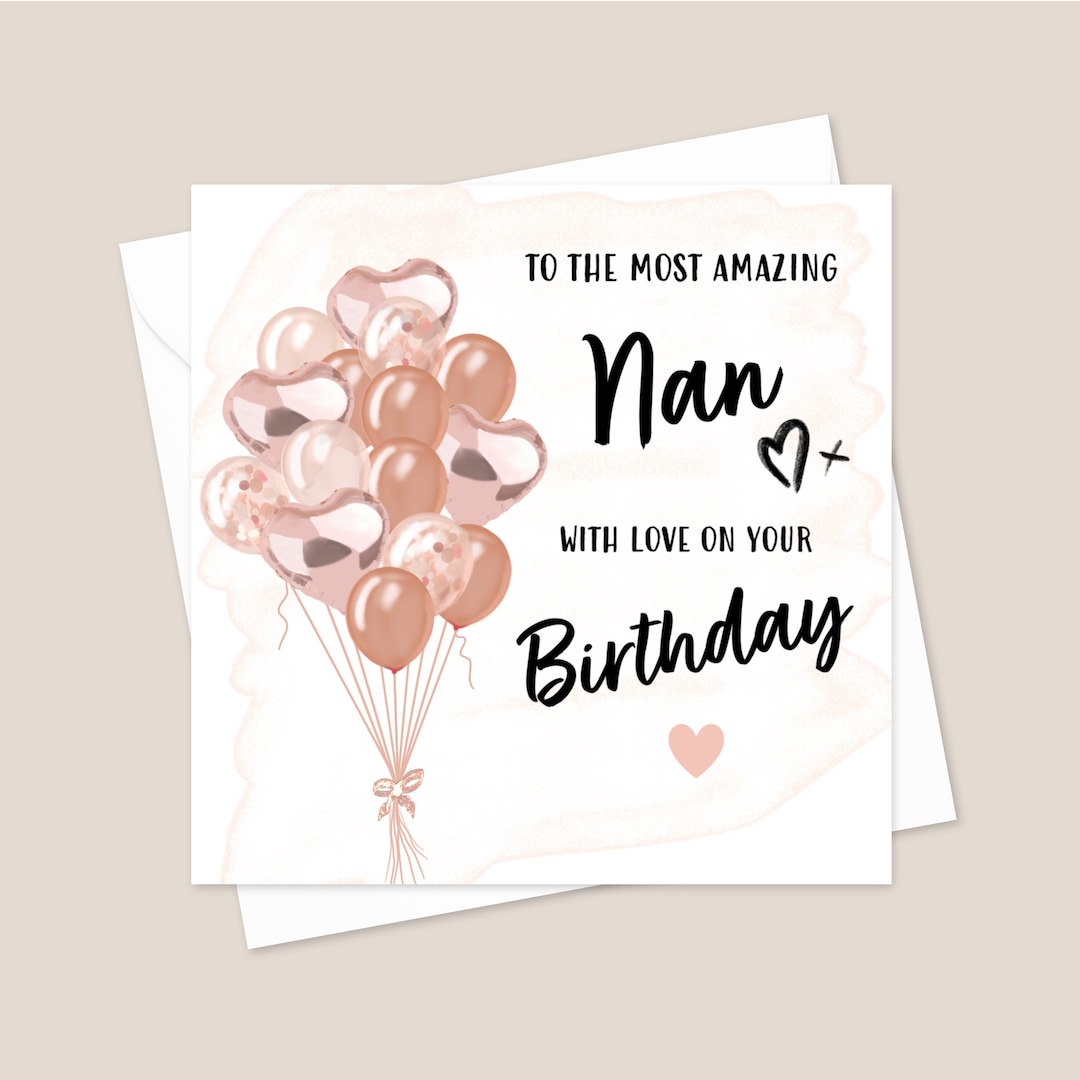Nan Birthday Card - Birthday Card for Nan - Birthday Card Nan - Printed ...