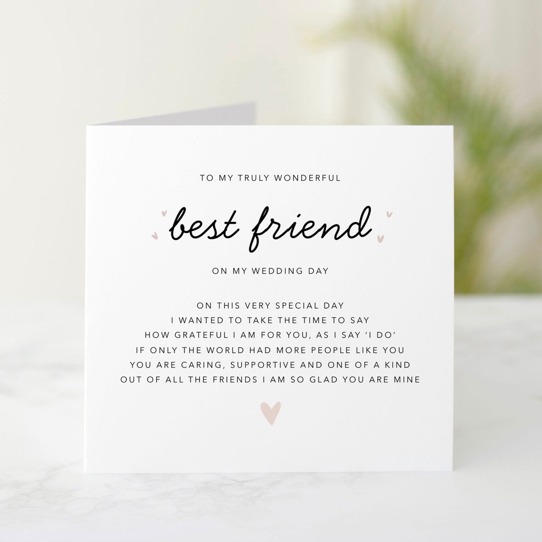 Poem Best Friend Wedding Day Card - on My Wedding Day - Wedding Card ...