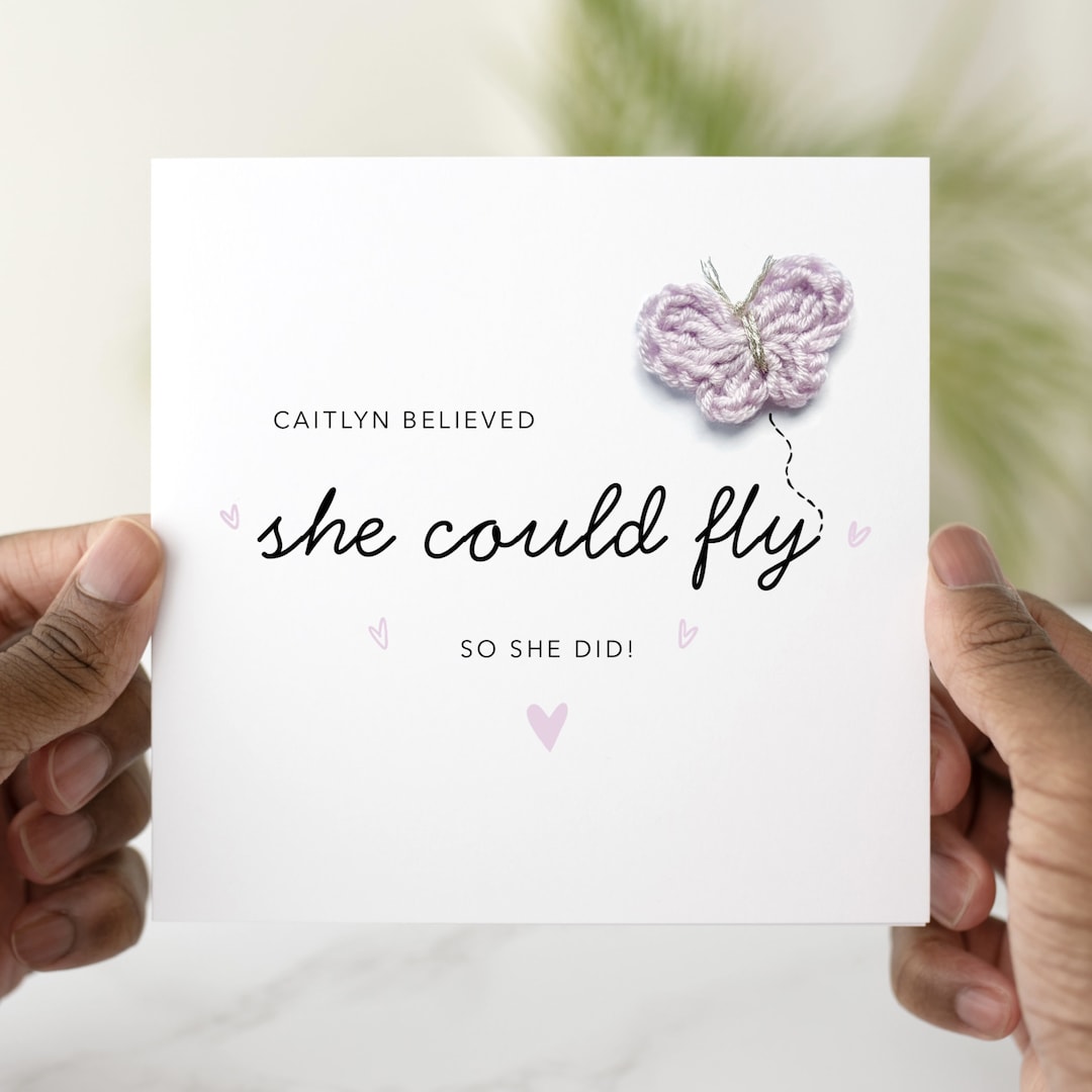 Personalised Poem Congratulations Card - Handmade Crochet Butterfly ...