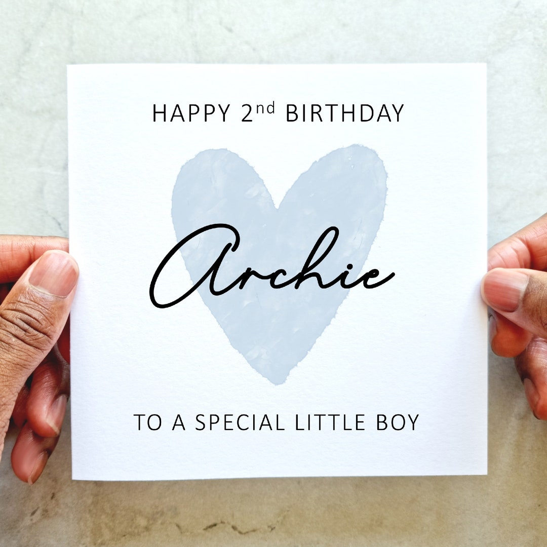 Personalised Boy 2nd Birthday Card - Custom Add Any Age & Name Birthday ...