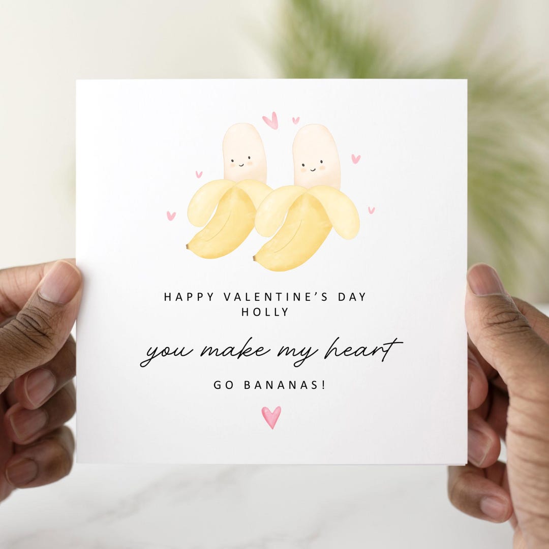Heart Goes Bananas Valentines Day Card Valentine's Day Card for Him or ...