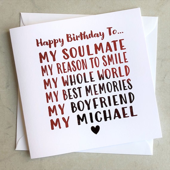 Personalised Poem Boyfriend Birthday Card Name Boyfriend | Etsy