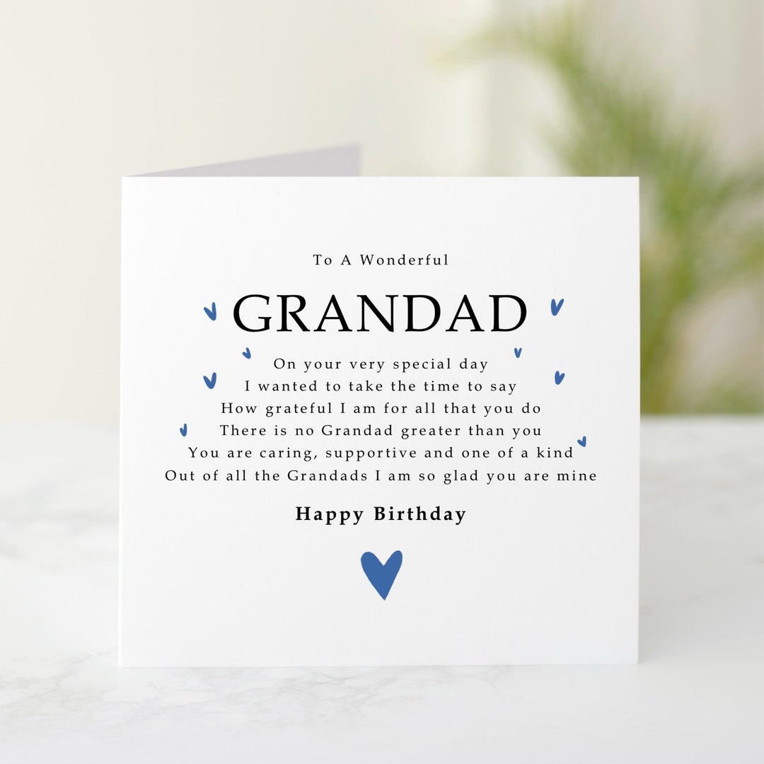 Poem Grandad Birthday Card - Birthday Card for Grandad - Appreciation ...