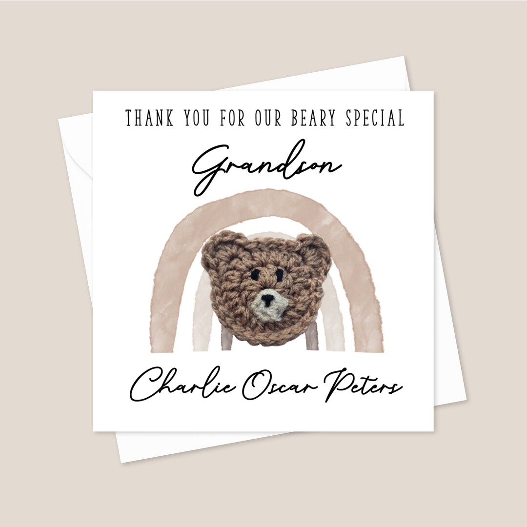 Personalised Thank You for New Grandson Card Handmade - Etsy