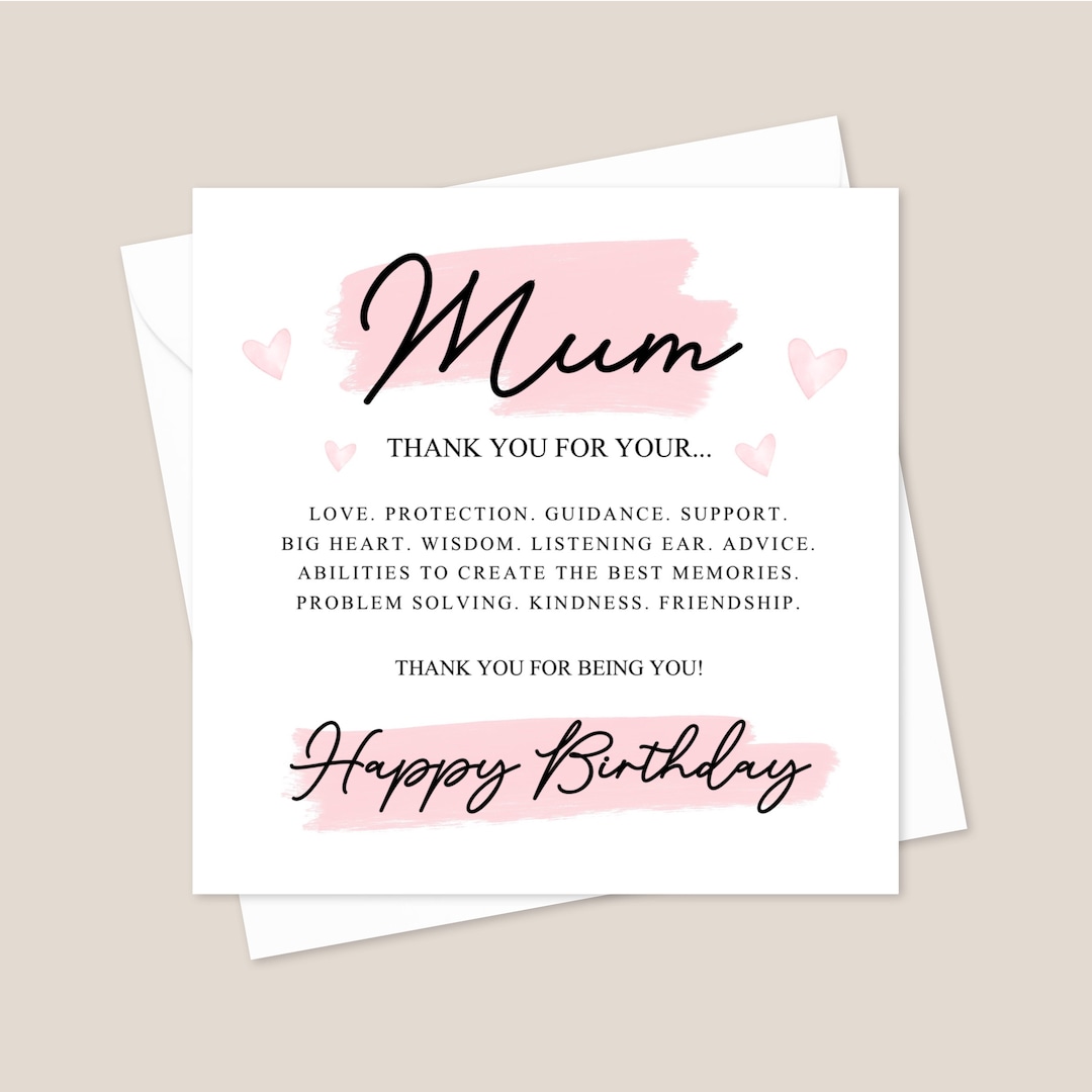 Printed Mum Birthday Card Birthday Card for Mum Special - Etsy