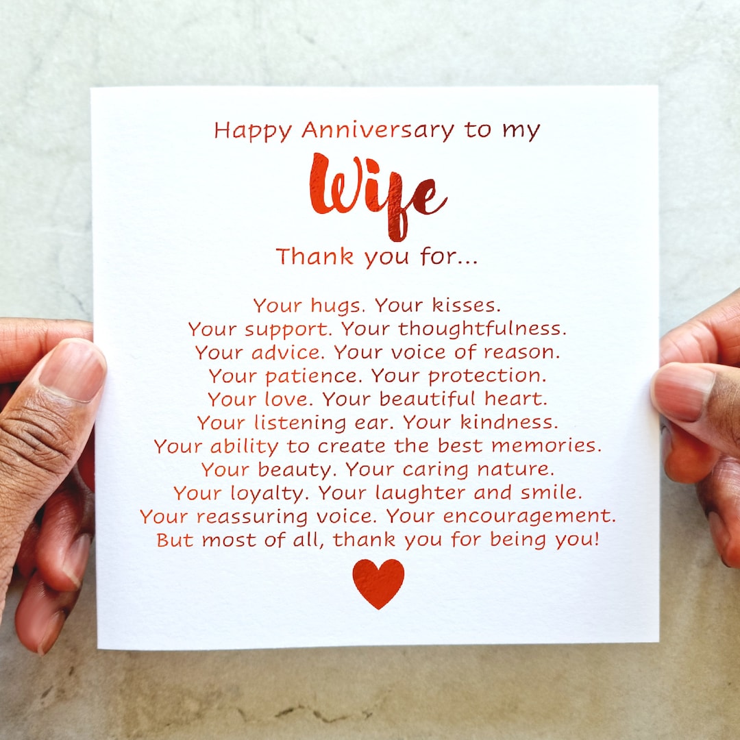 Poem Wife Anniversary Card - Romantic Wedding Anniversary Card for Wife ...