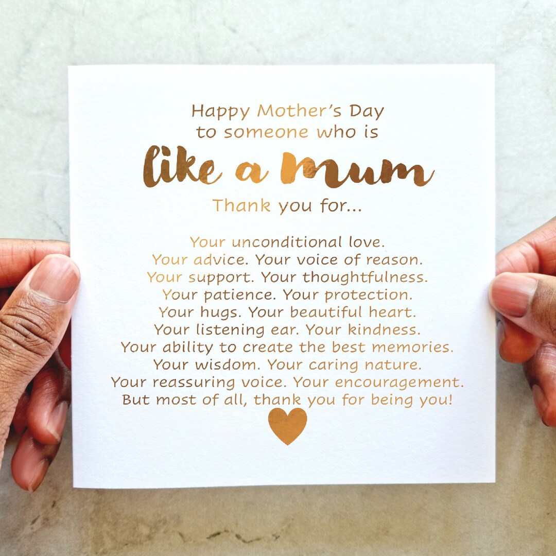 Mothers Day Card - Like A Mum to Me Card - Card for Stepmum - Like A ...