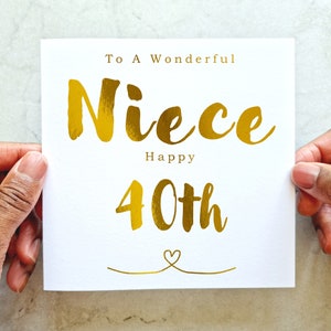 Niece 40th Birthday Card - 40th Birthday Card for Niece - Birthday Card ...