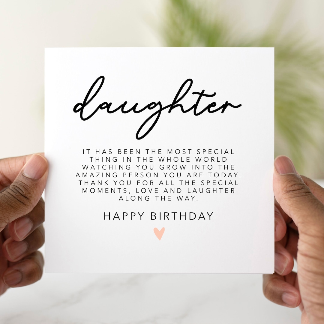 Poem Daughter Birthday Card - Birthday Card for Daughter - Thoughtful ...