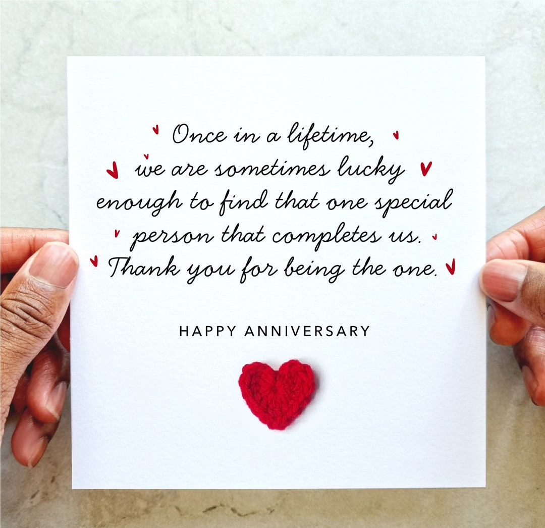 Poem Anniversary Card - Handmade Crochet Heart - Romantic Card for ...