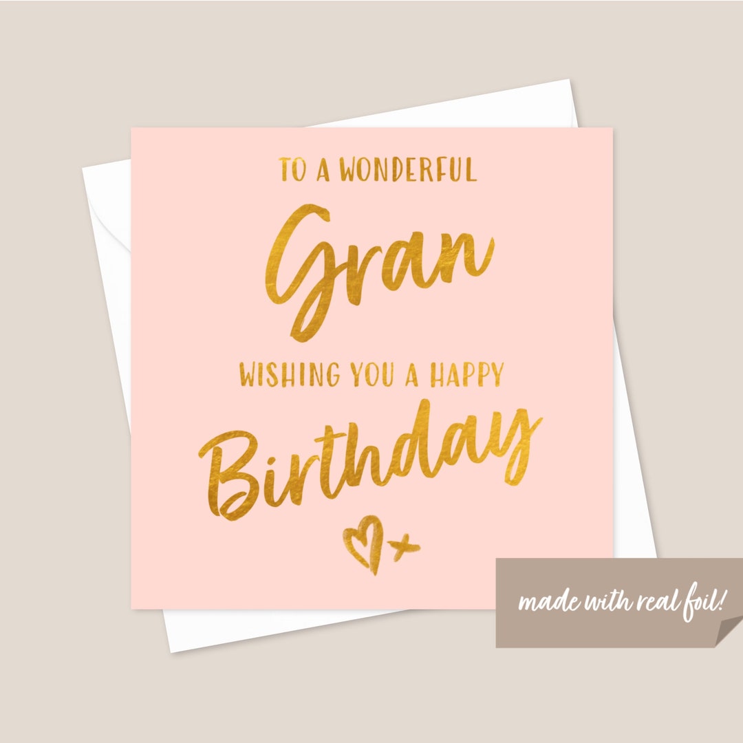 Gran Birthday Gold Foil Card - Gran Card - Card for Gran - Card for Her ...