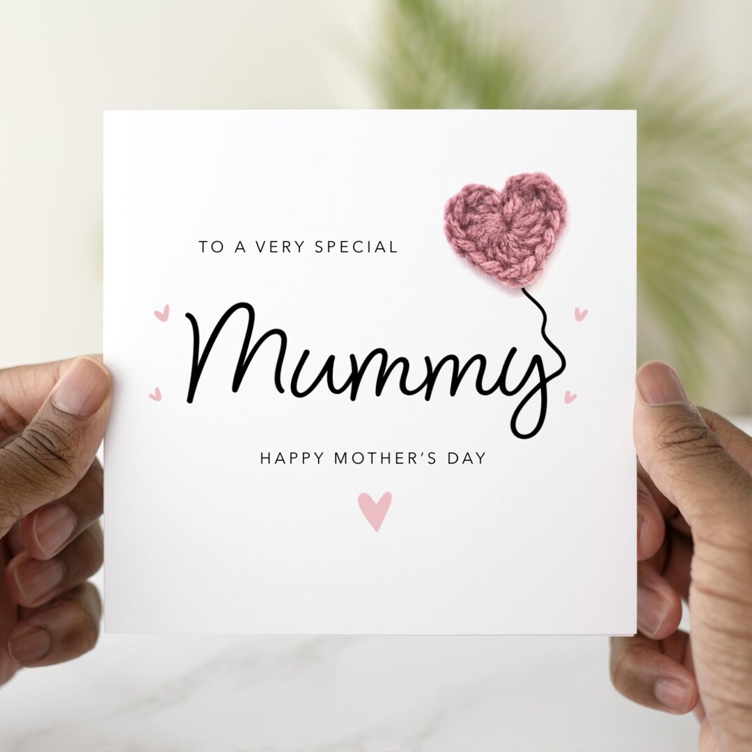 Mummy Mothers Day Card - Handmade Crochet Heart - Mother’s Day Card for ...