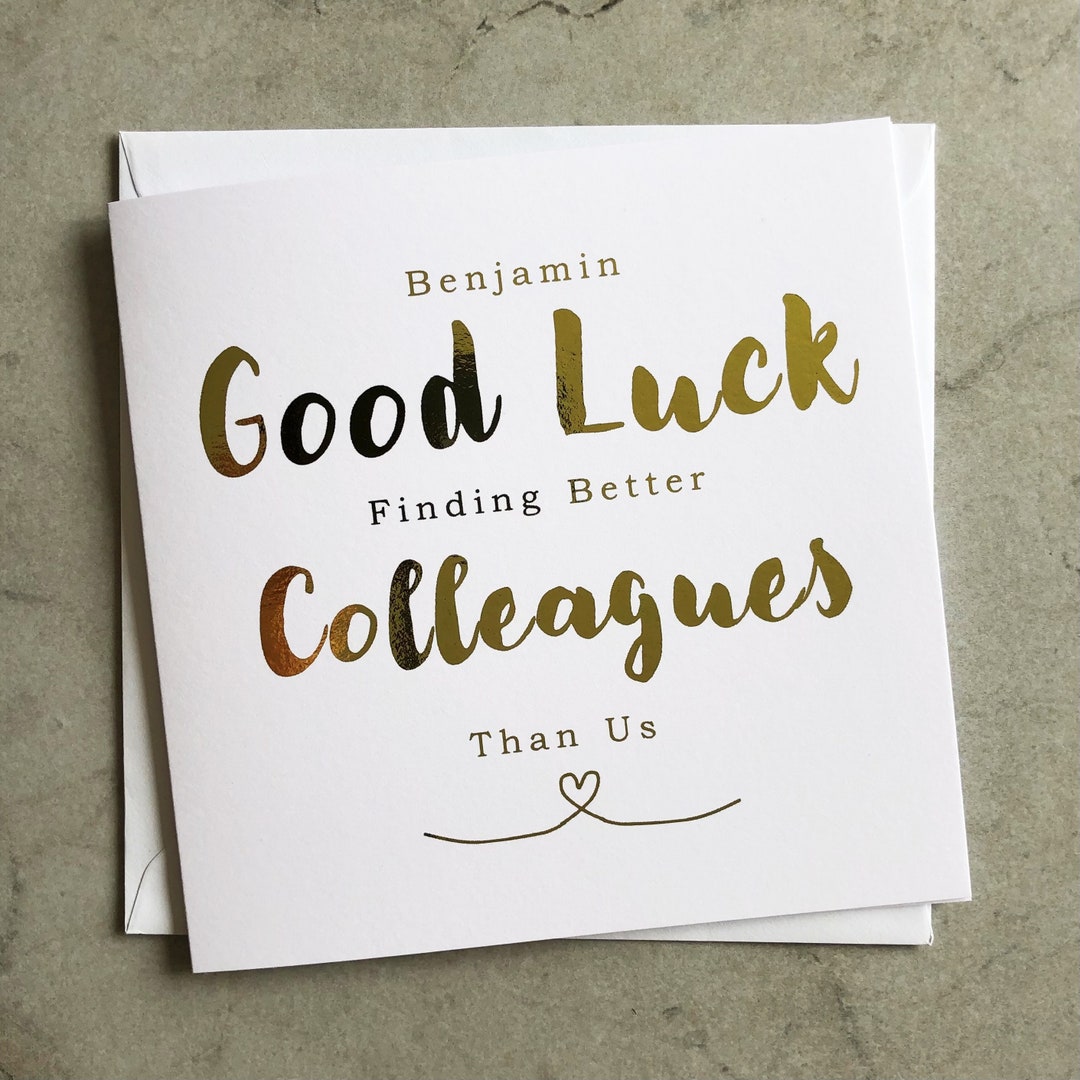 Personalised Gold Foil Good Luck Card - Leaving Job Card - Funny ...