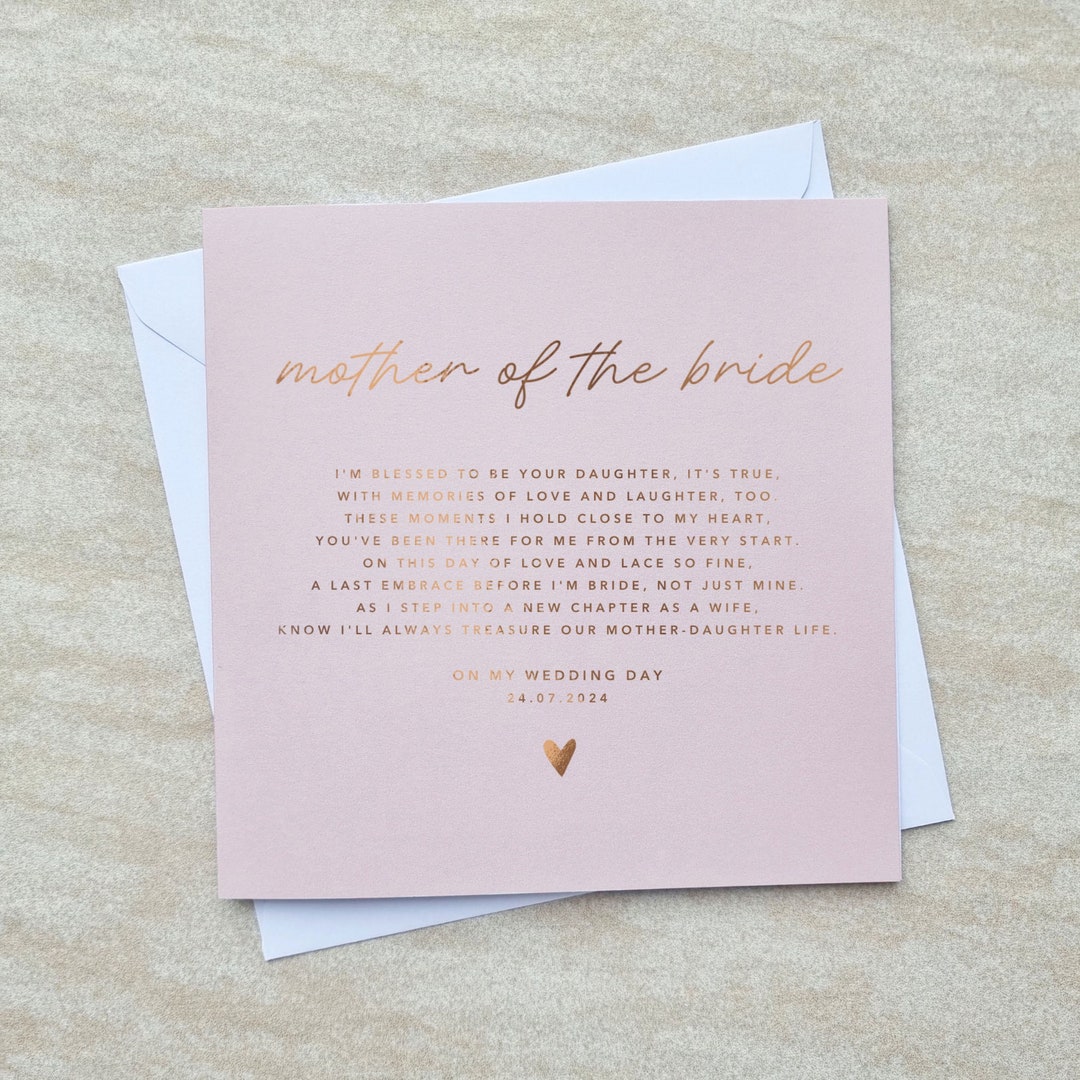 Personalised Mother of the Bride Card - to My Mum Card - Poem Wedding ...