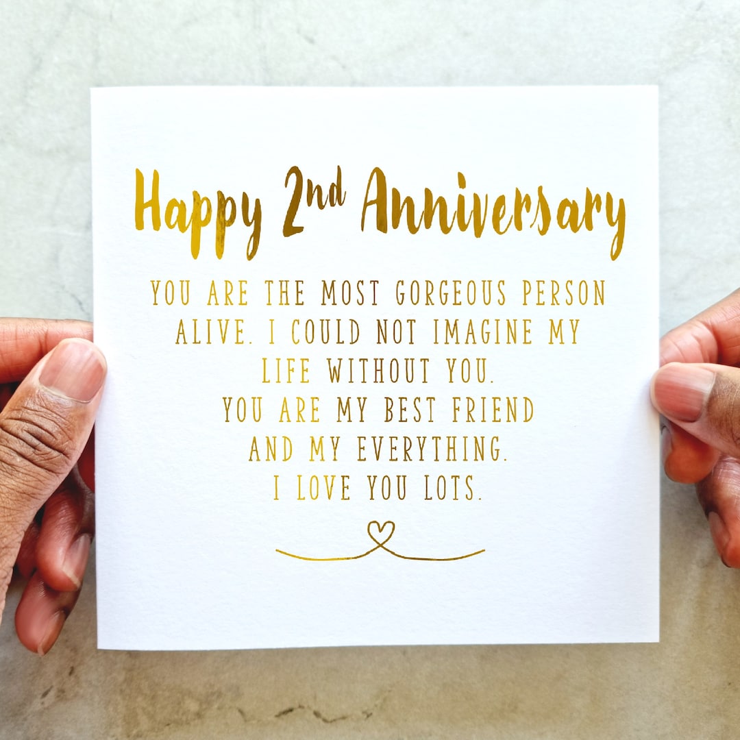 Poem 2nd Anniversary Card - 2 Years Wedding Anniversary Card - Second ...